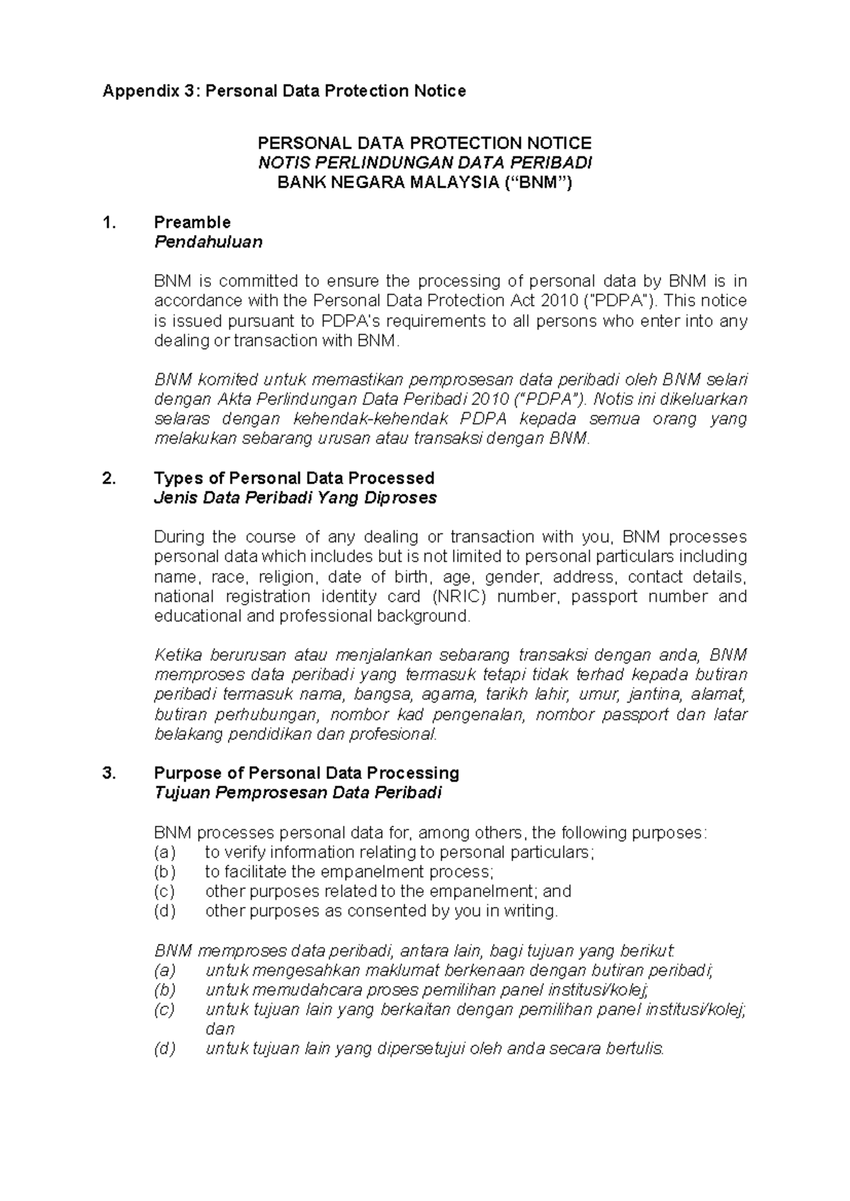 Appendix 3: Personal Data Protection Notice (PDPA) - Studocu
