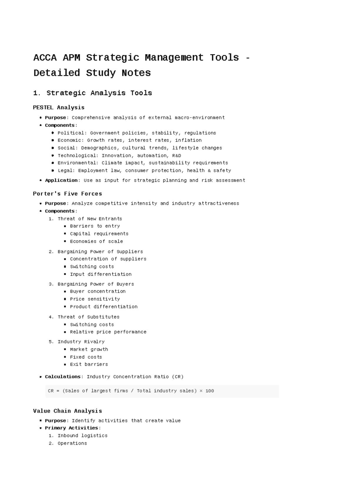 Acca-apm-tools - APM Study Notes - ACCA APM Strategic Management Tools ...