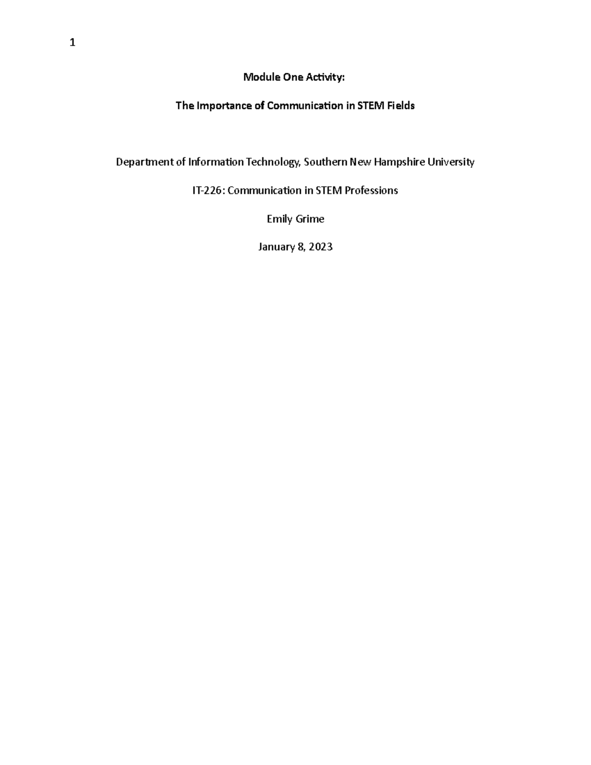 IT-226: Module One Activity on Communication in STEM Fields - Studocu