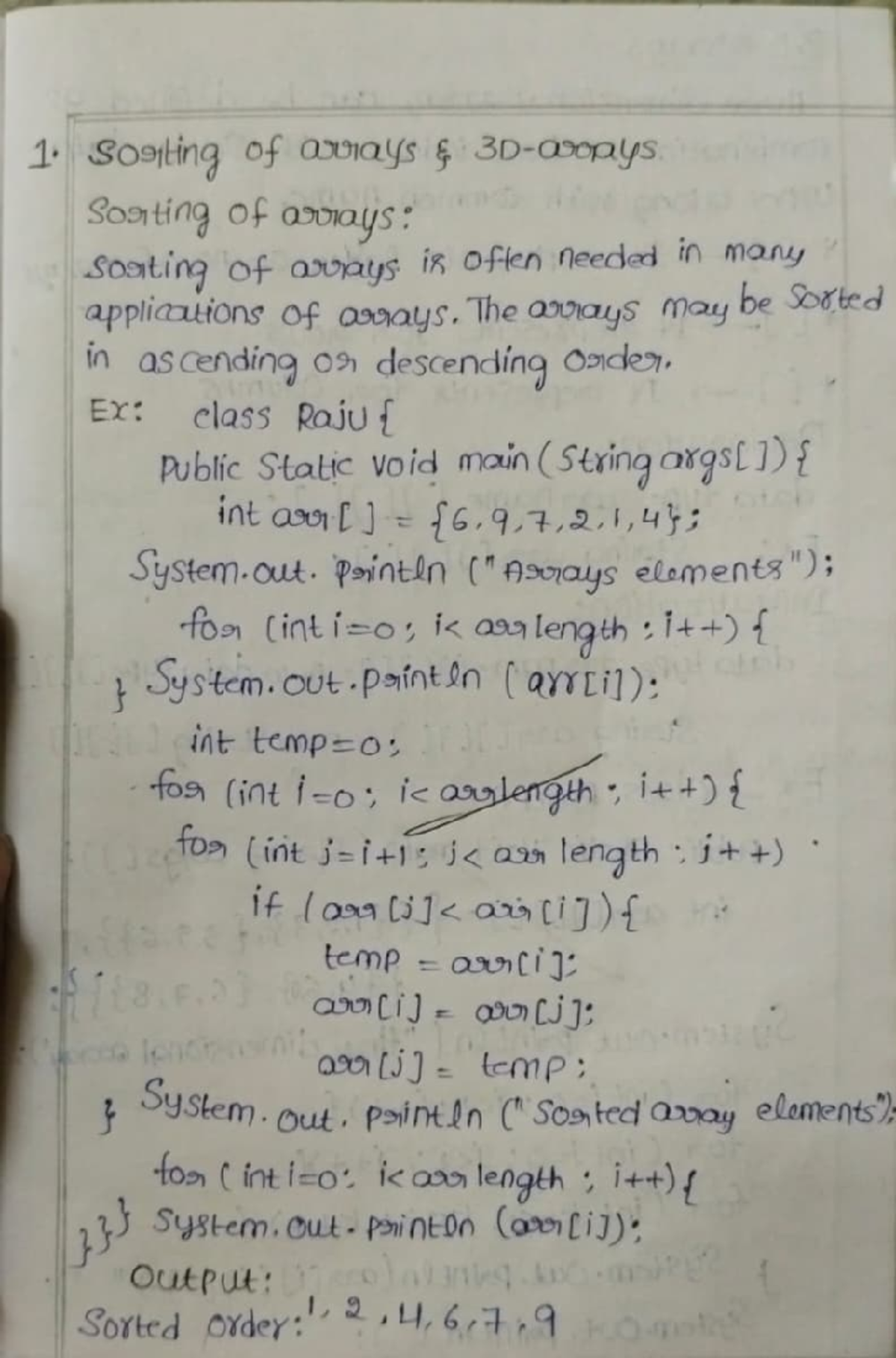 java full stack - 1. sorting of arrays Sorting of arrays: sorting of ...