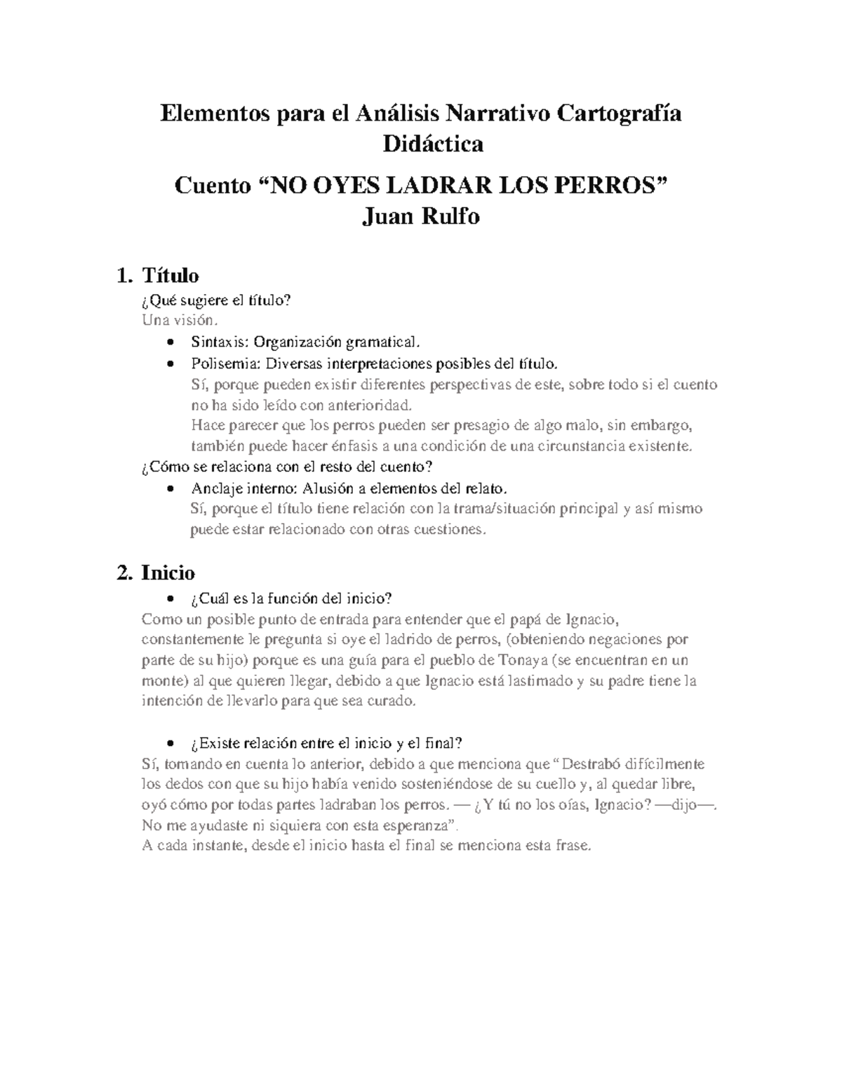 No Oyes Ladrar los Perros - Análisis Narrativo del Cuento de Rulfo ...