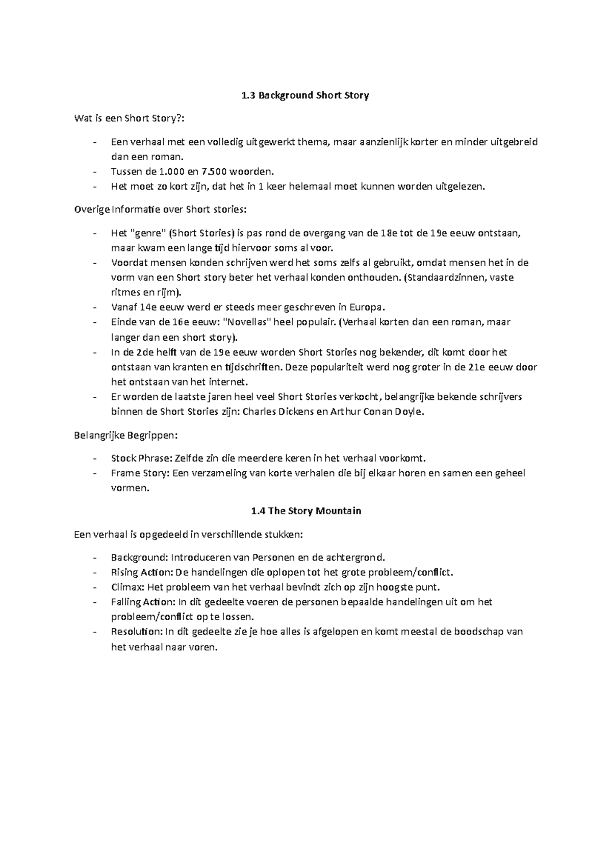 Engels Samenvatting: Kenmerken en Belang van Short Stories - Studeersnel