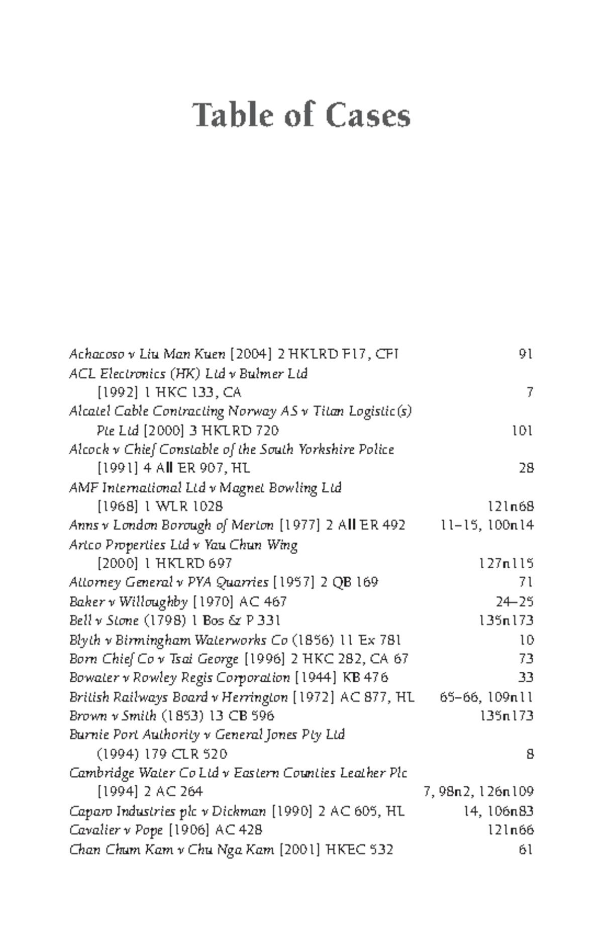Table of Cases: Comprehensive Case Law List for Legal Studies - Studocu