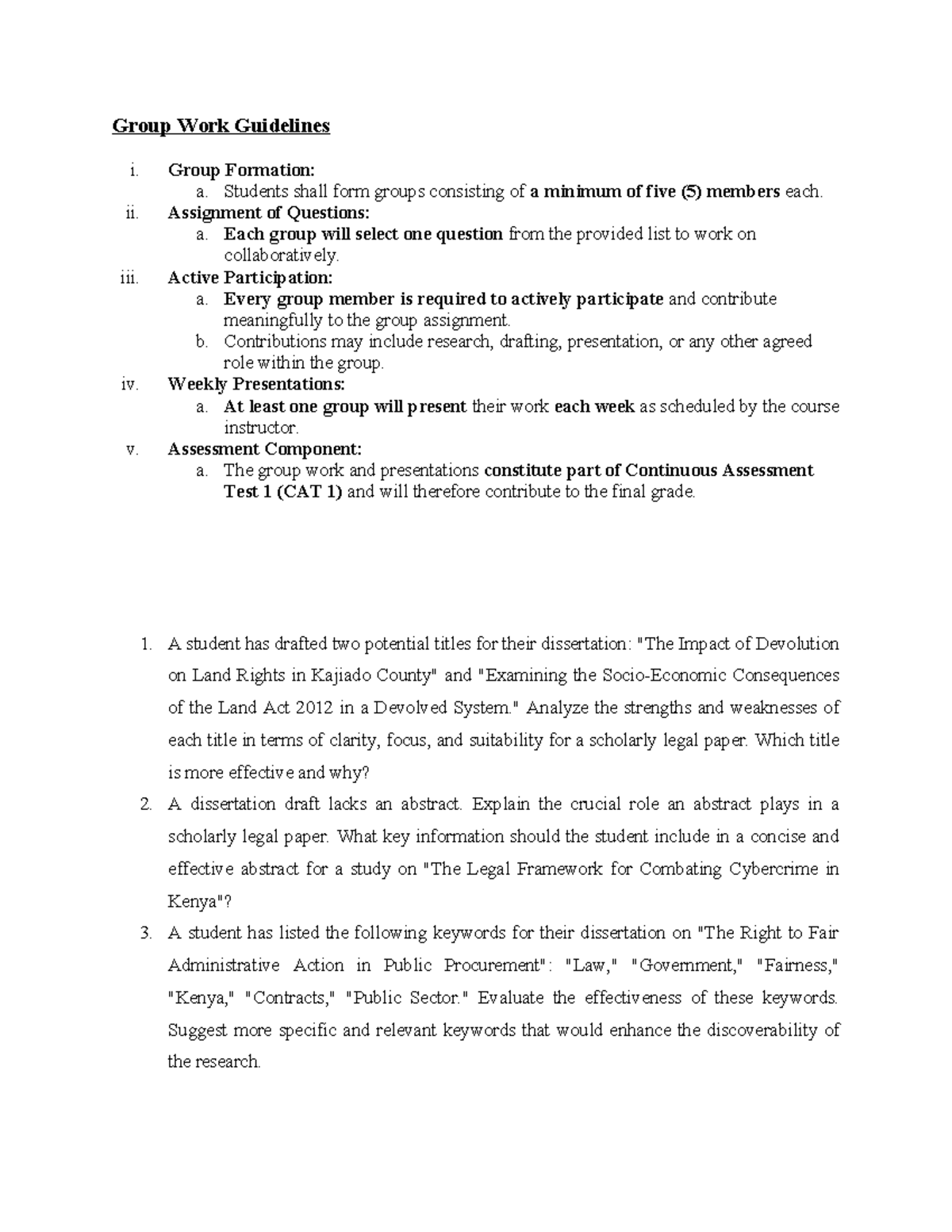 Group Work Guidelines for Collaborative Assignments and Presentations ...