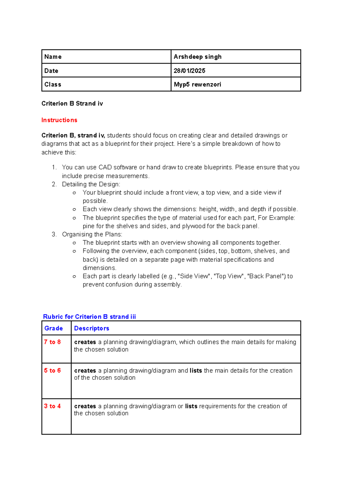 MYP5 Rewenzori - Criterion B Strand iv Blueprint Guidelines - Studocu