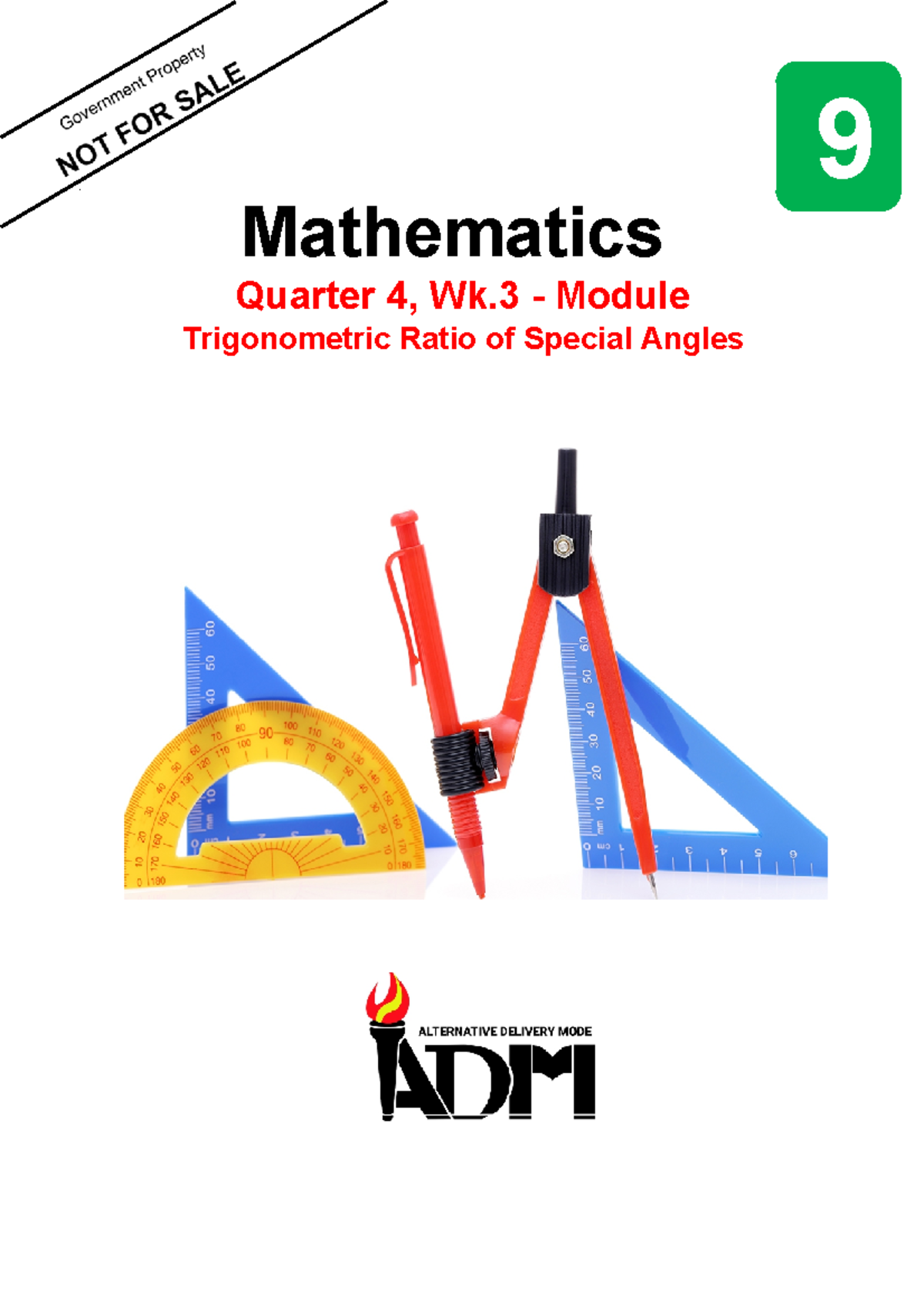 Math 9 Q4 Wk 3: Trigonometric Ratios of Special Angles Module - Studocu