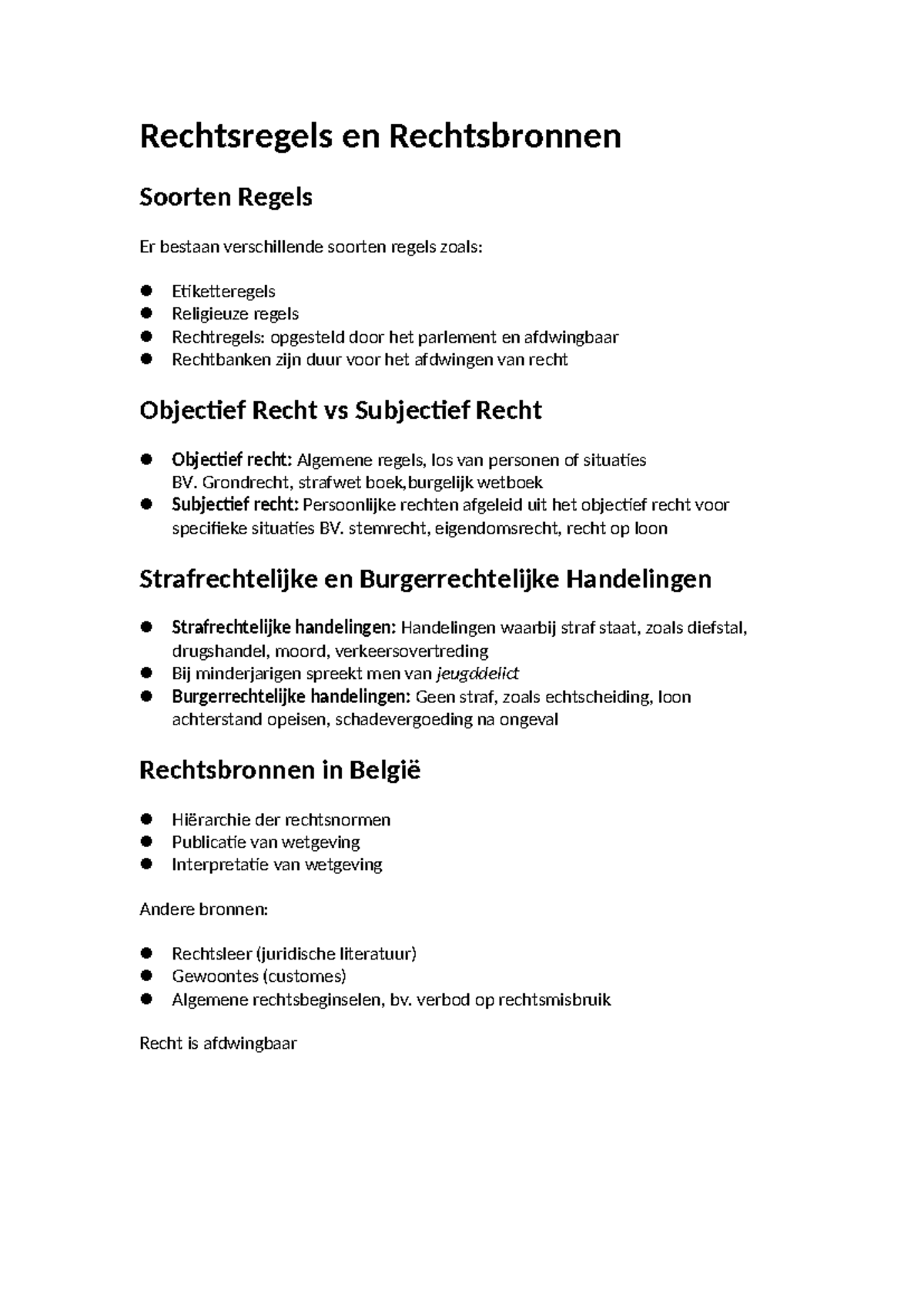 Rechtsregels en Rechtsbronnen: Overzicht en Kernbegrippen (Recht S1 ...