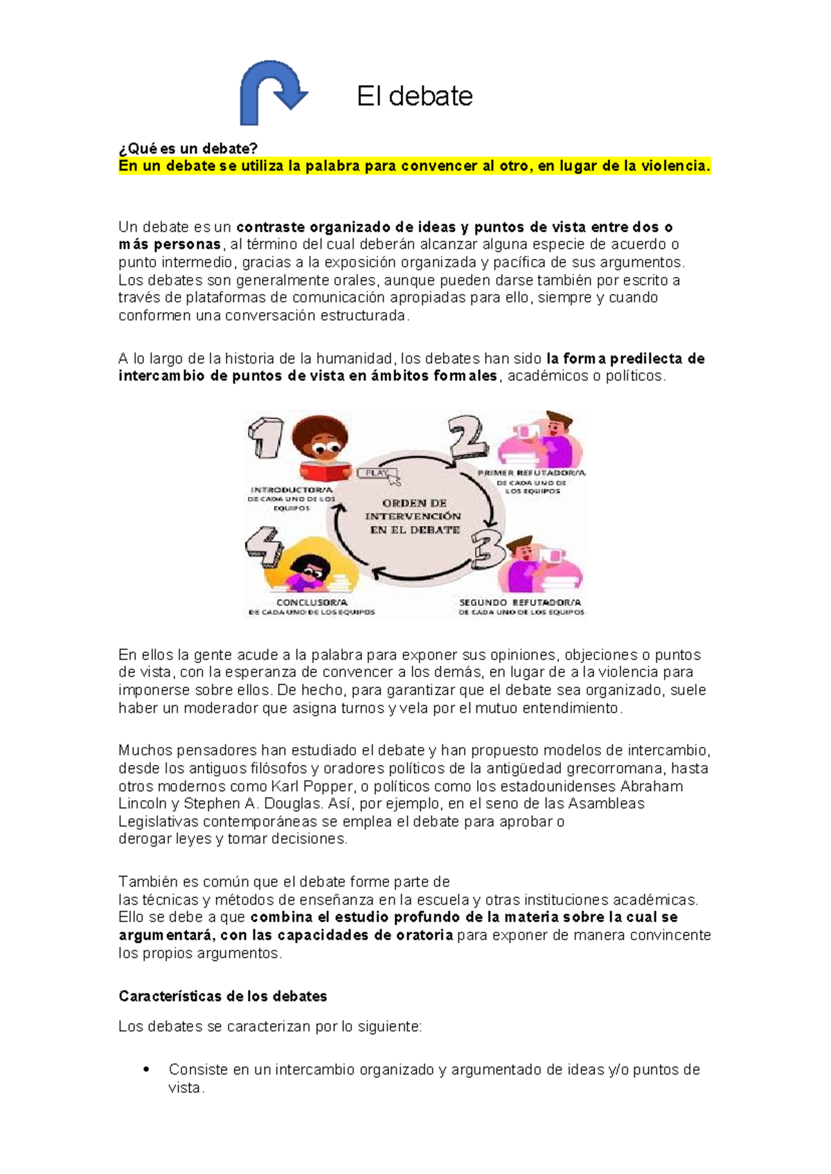 El Debate: Estructura, Tipos y Características Esenciales - Studocu