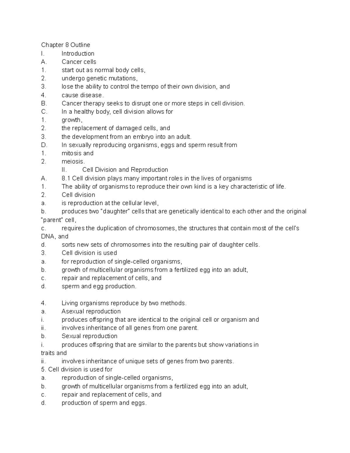 Biology 101: Final Exam Overview of Cell Division & Genetic Variation ...