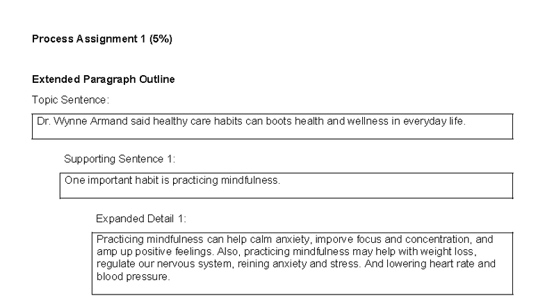 Extended Paragraph Outline: Health Habits for Wellness - Studocu