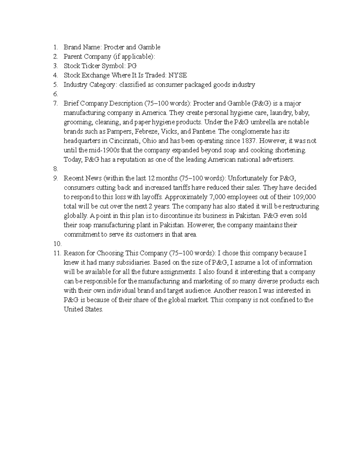 P&G Brand Overview: Research for Marketing Mix Presentation - Studocu