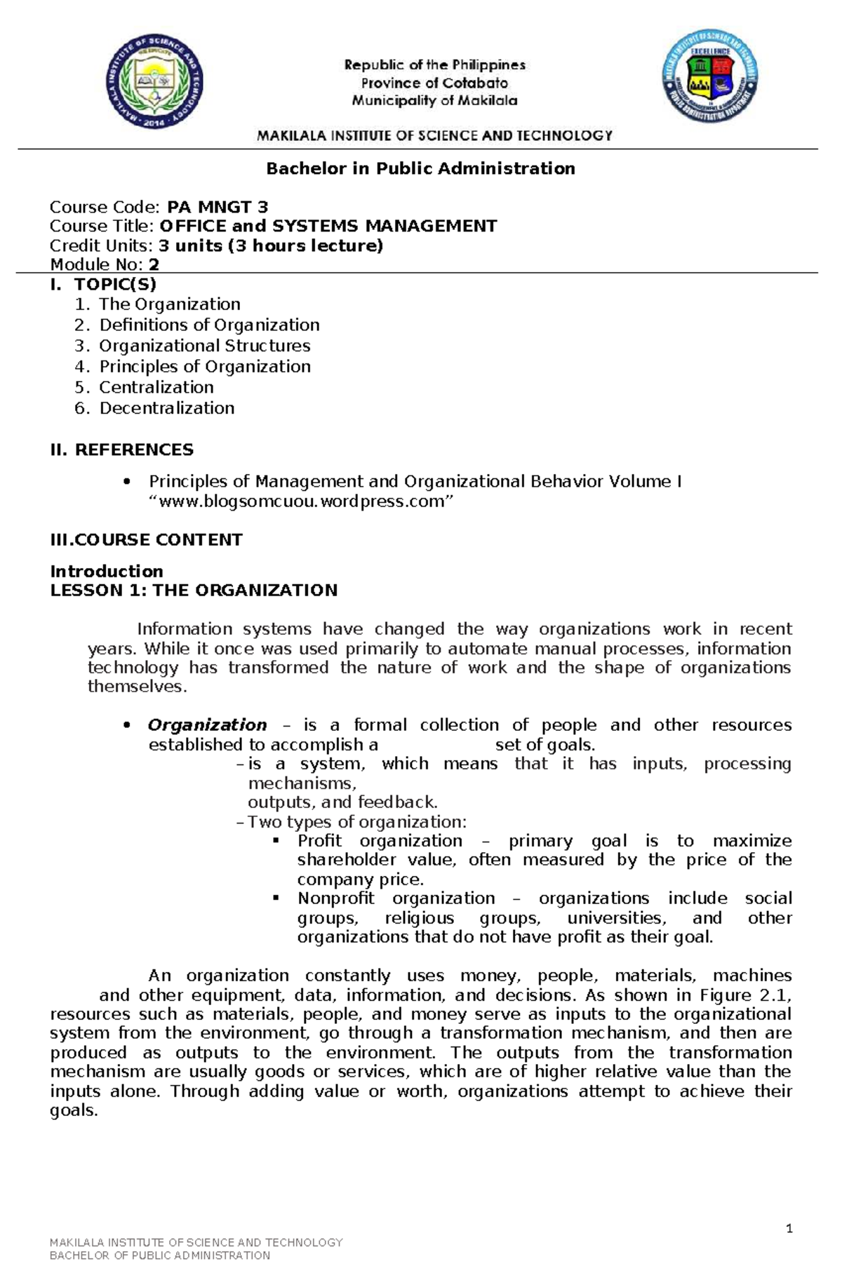 PA MNGT 3: Office and Systems Management - Module 2 Overview - Studocu