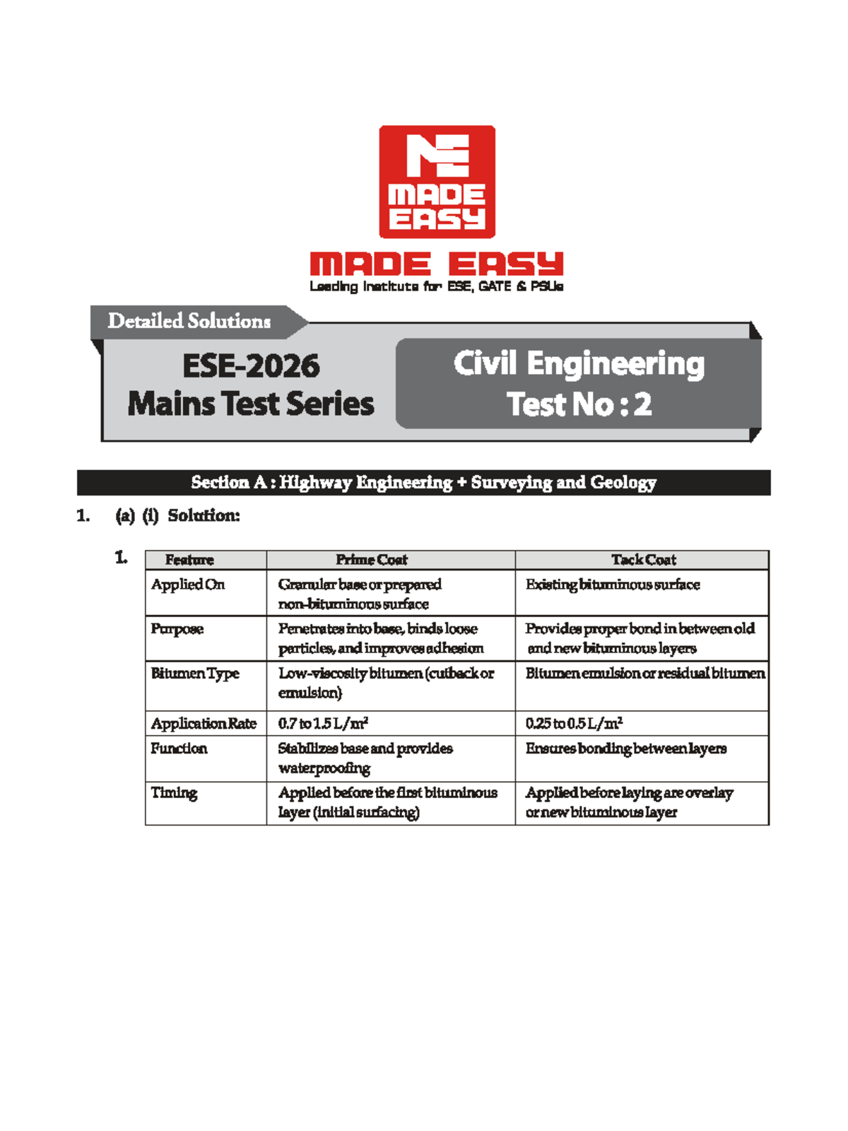 ESE 2026: Mains Test Series - Detailed Solutions for Civil Engineering ...