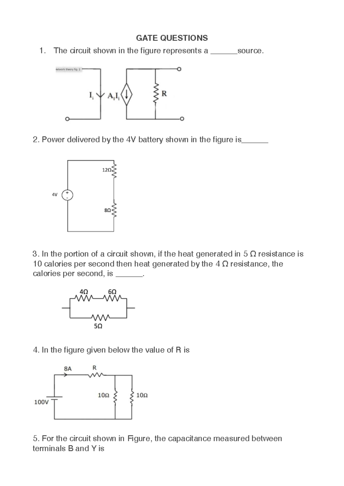 GATE Questions on Circuit Analysis and Logic Gates - Studocu