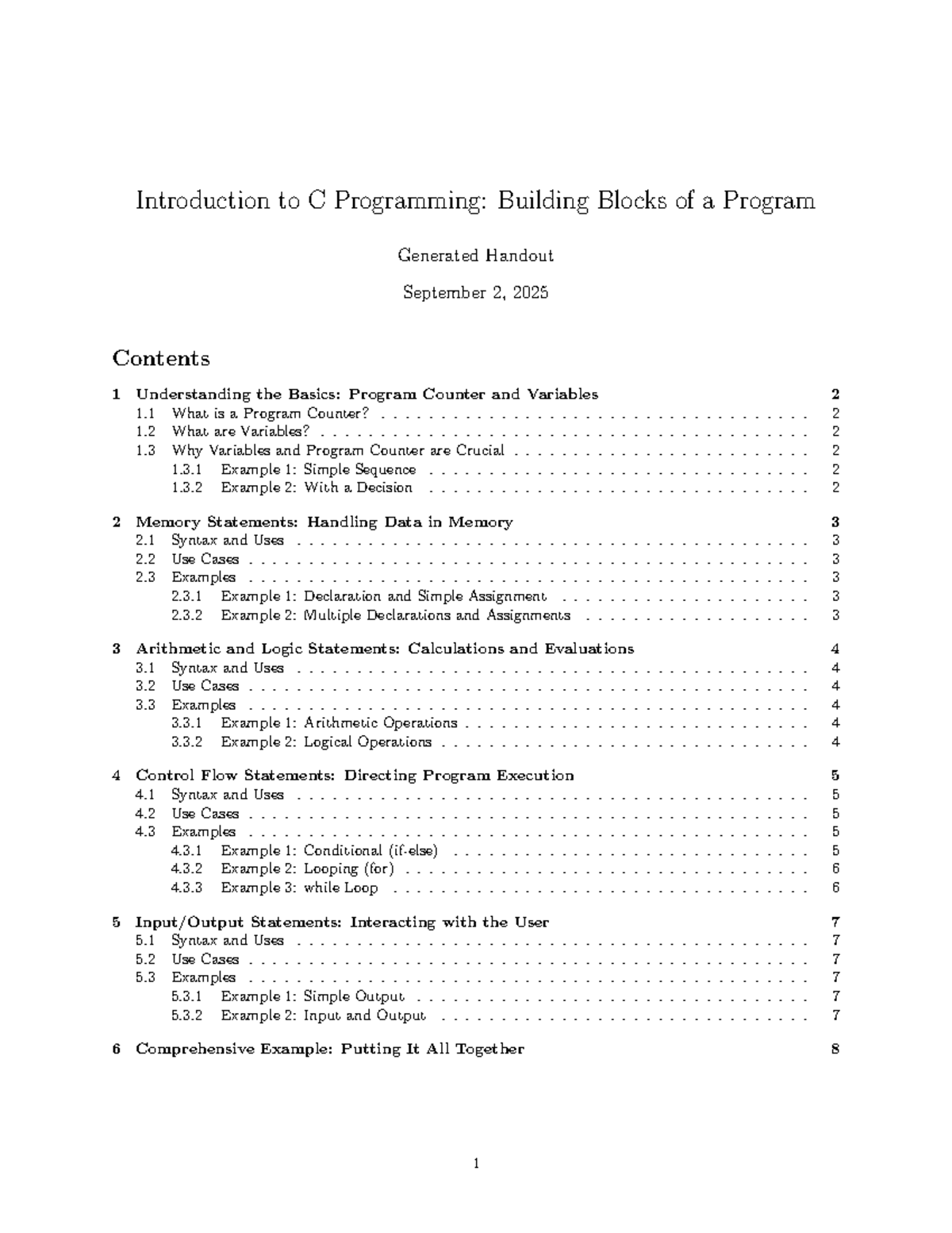 CS110: Introduction to C Programming - Key Concepts and Examples - Studocu