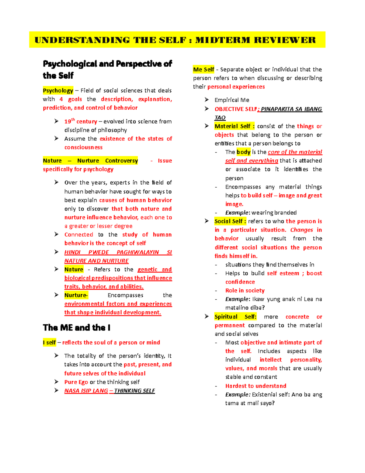 Understanding The Self Reviewer Midterm Psychological And Perspective