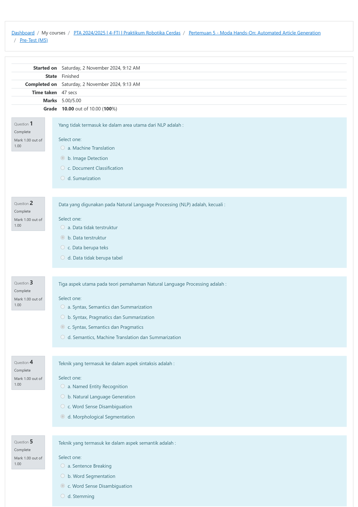 Pre-Test Review for M5: Automated Article Generation Techniques - Studocu