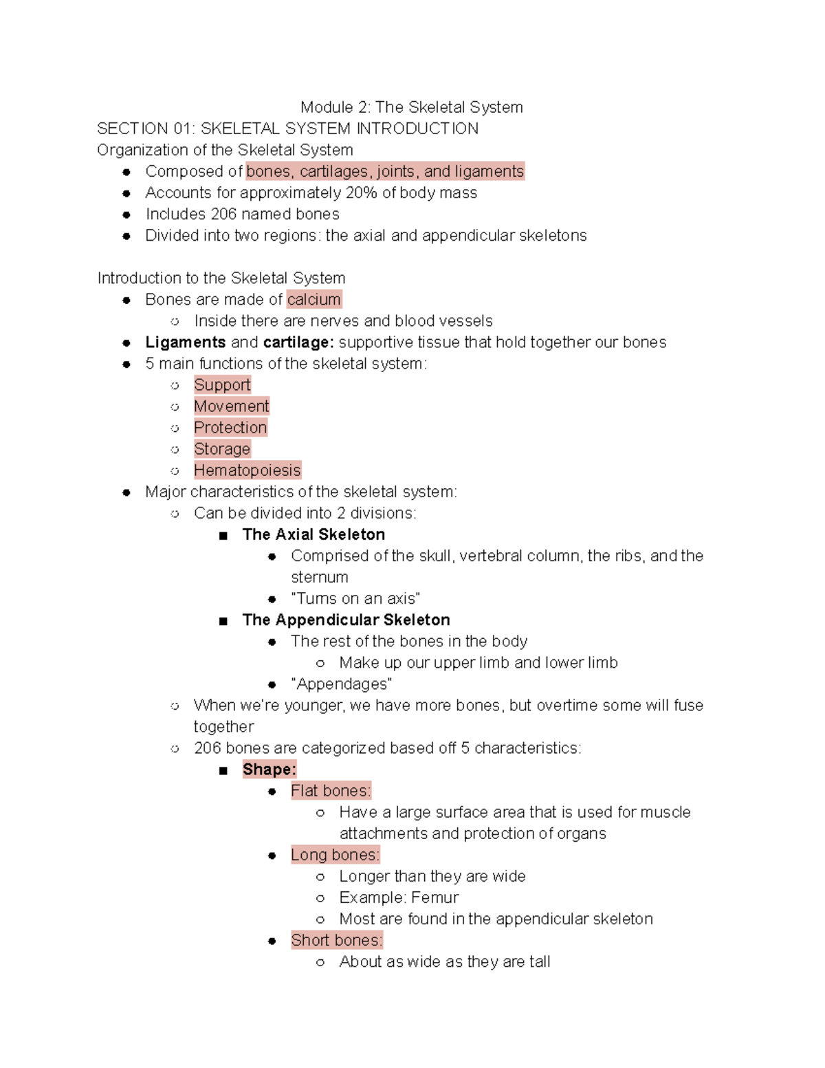 Module 2 The Skeletal System - Module 2: The Skeletal System SECTION 01 ...
