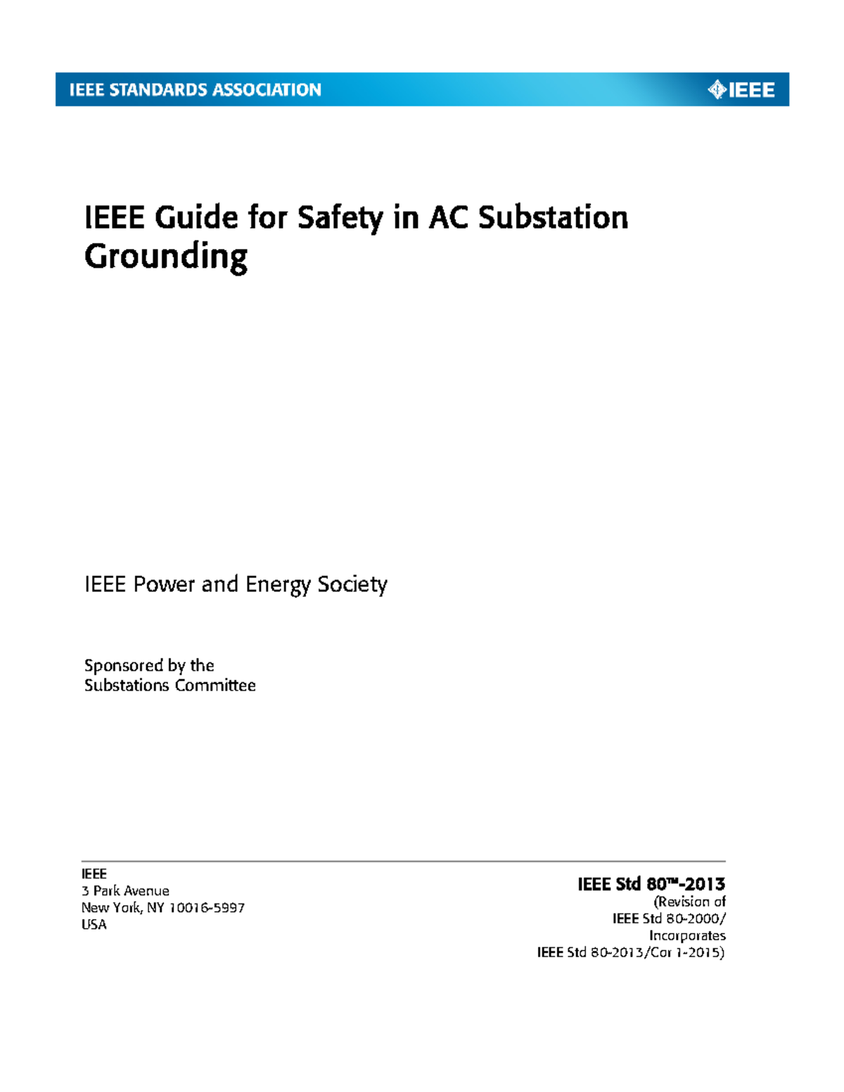 IEEE Std 80: Guide for Safety in AC Substation Grounding - Studocu