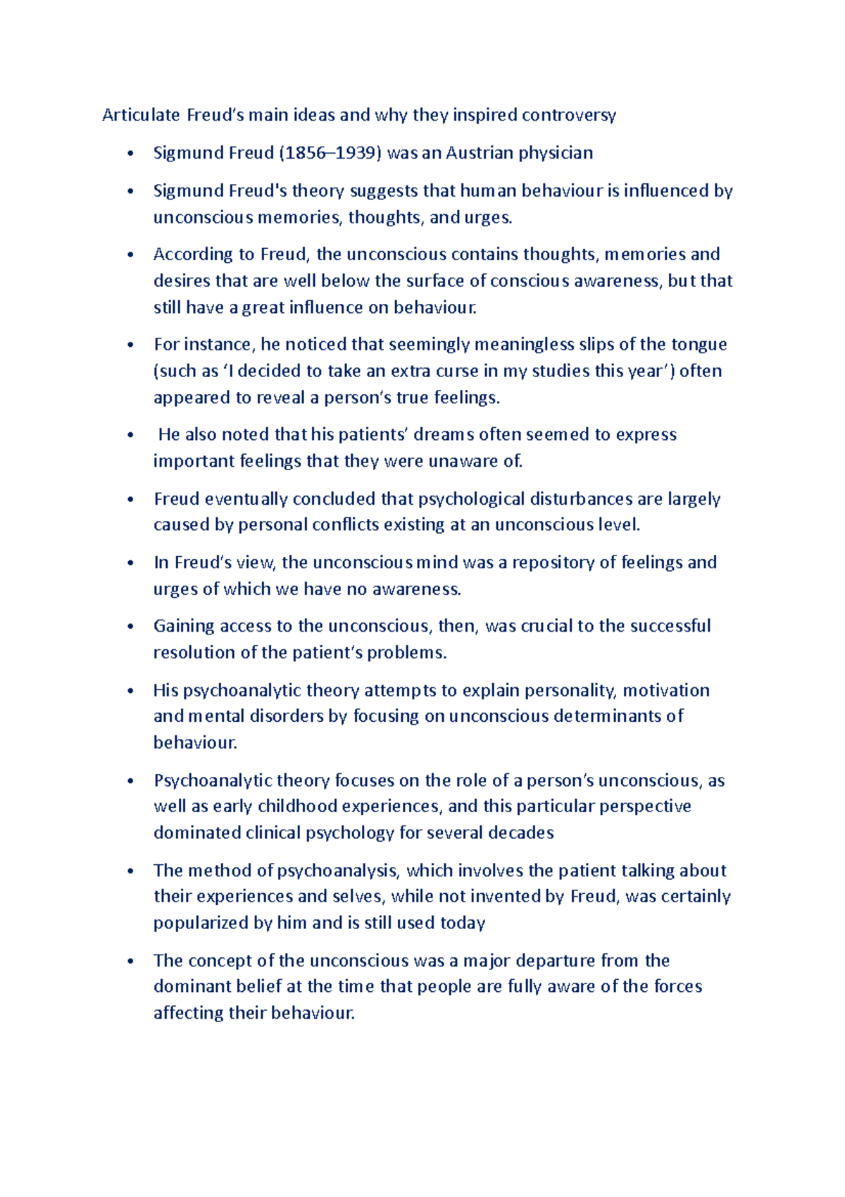 Chapter 1: Freud's Theories and Controversial Impact on Psychology ...