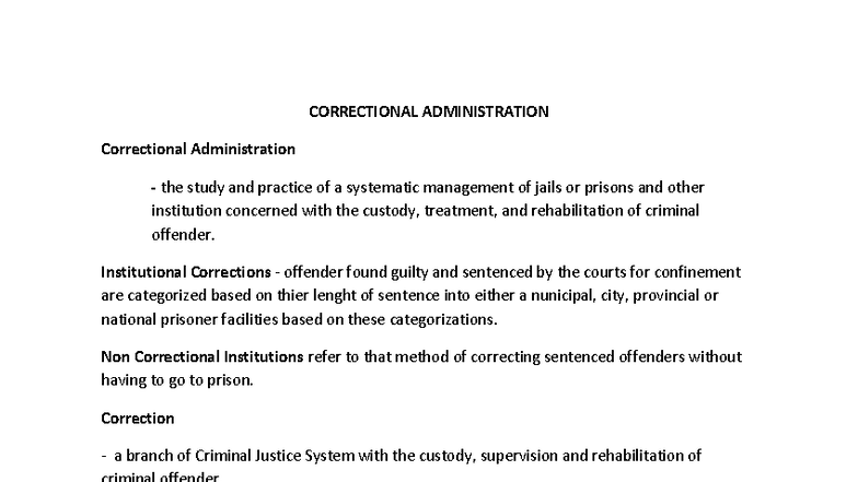 Correctional Administration: Overview of the Criminal Justice System ...
