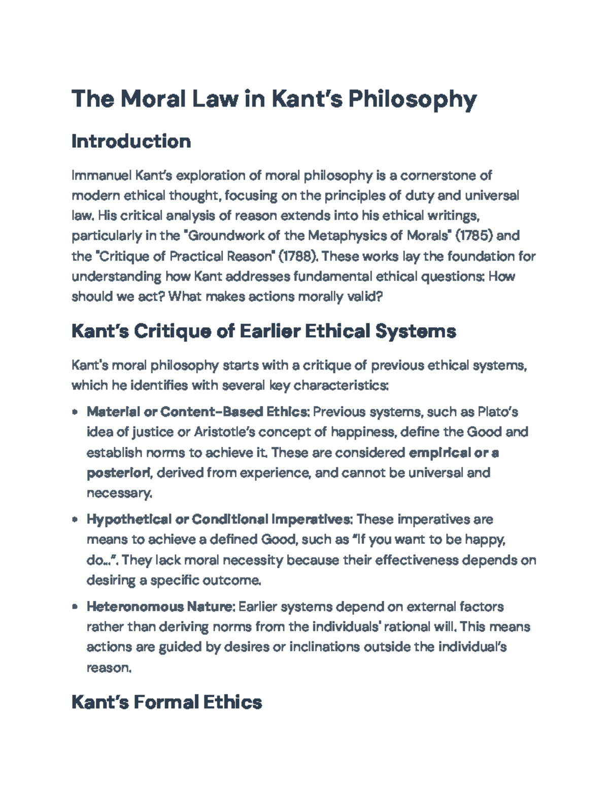 Kant's Moral Philosophy: The Categorical Imperative Explained - The ...