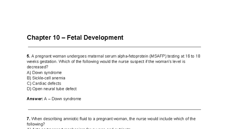 Maternity - Chapter 10: Fetal Development Insights and Key Concepts ...