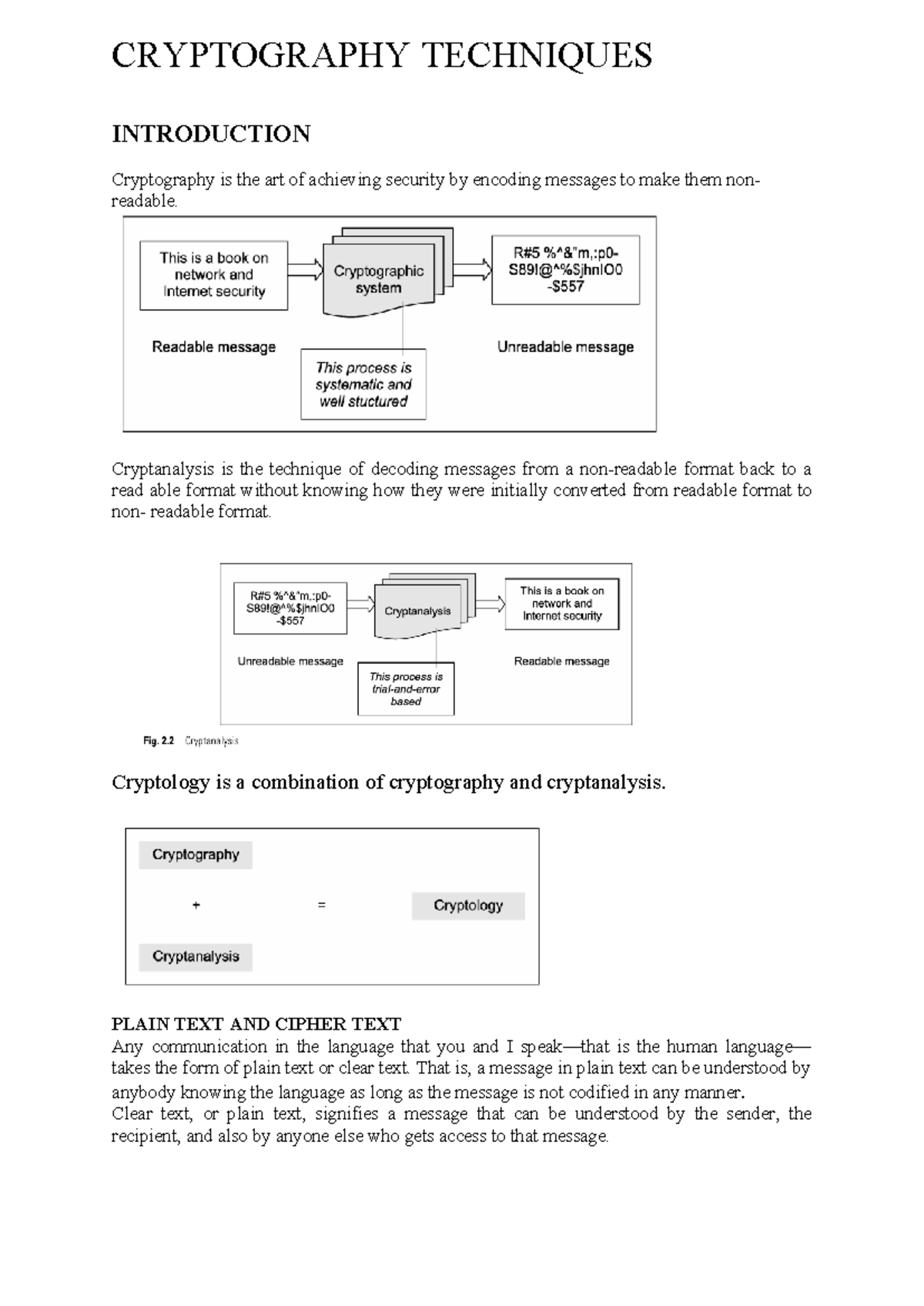 IS UNIT-1 PART 2: Introduction to Cryptography Techniques - Studocu