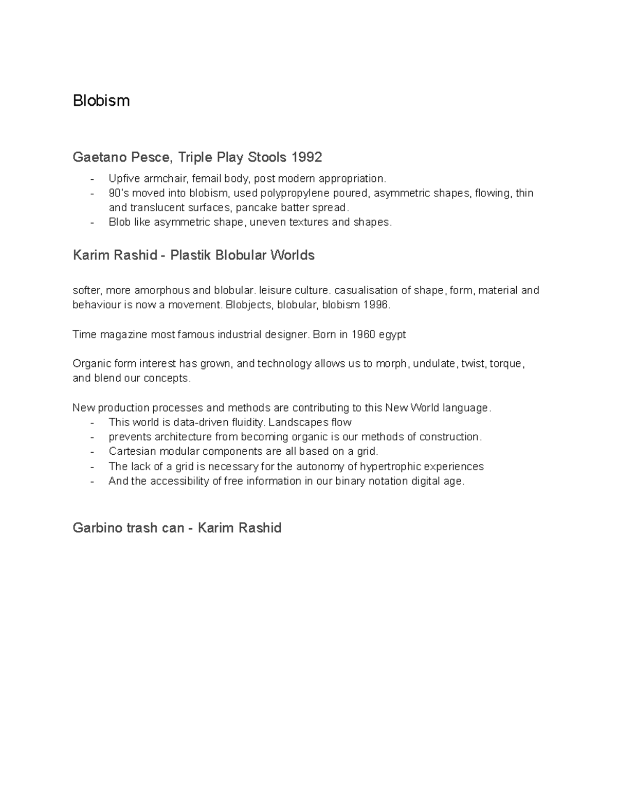 Art History Test 5 - Lecture Notes on Blobism and Design - Studocu