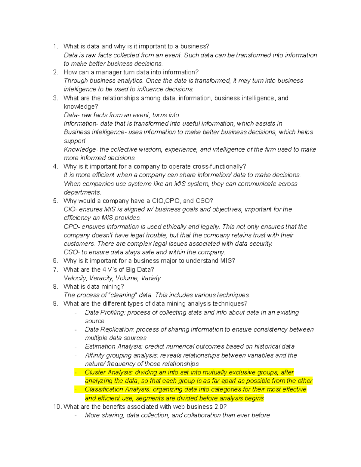 Quiz 1 - Info Management Study Guide: Key Concepts & Q&A - Studocu