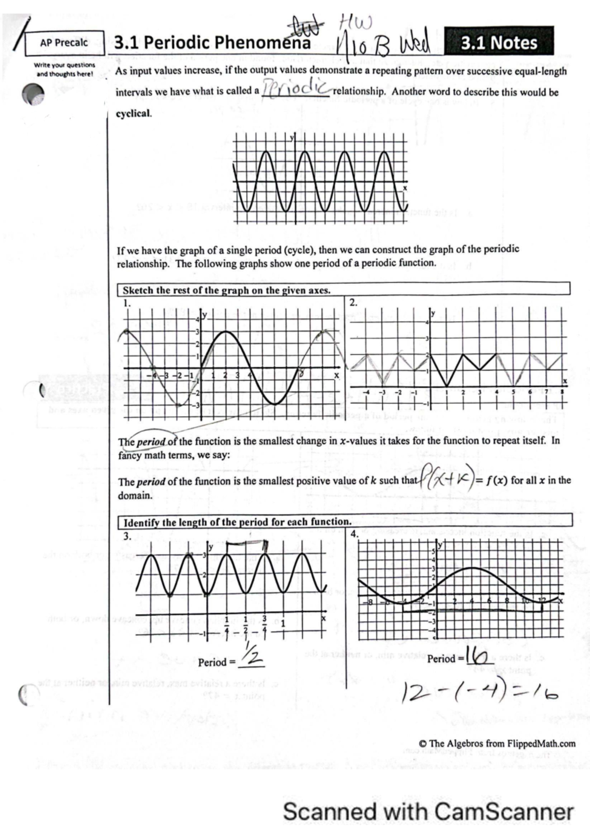Precalc AP Homework 01: Notes on Periodic Phenomena Concepts - Studocu