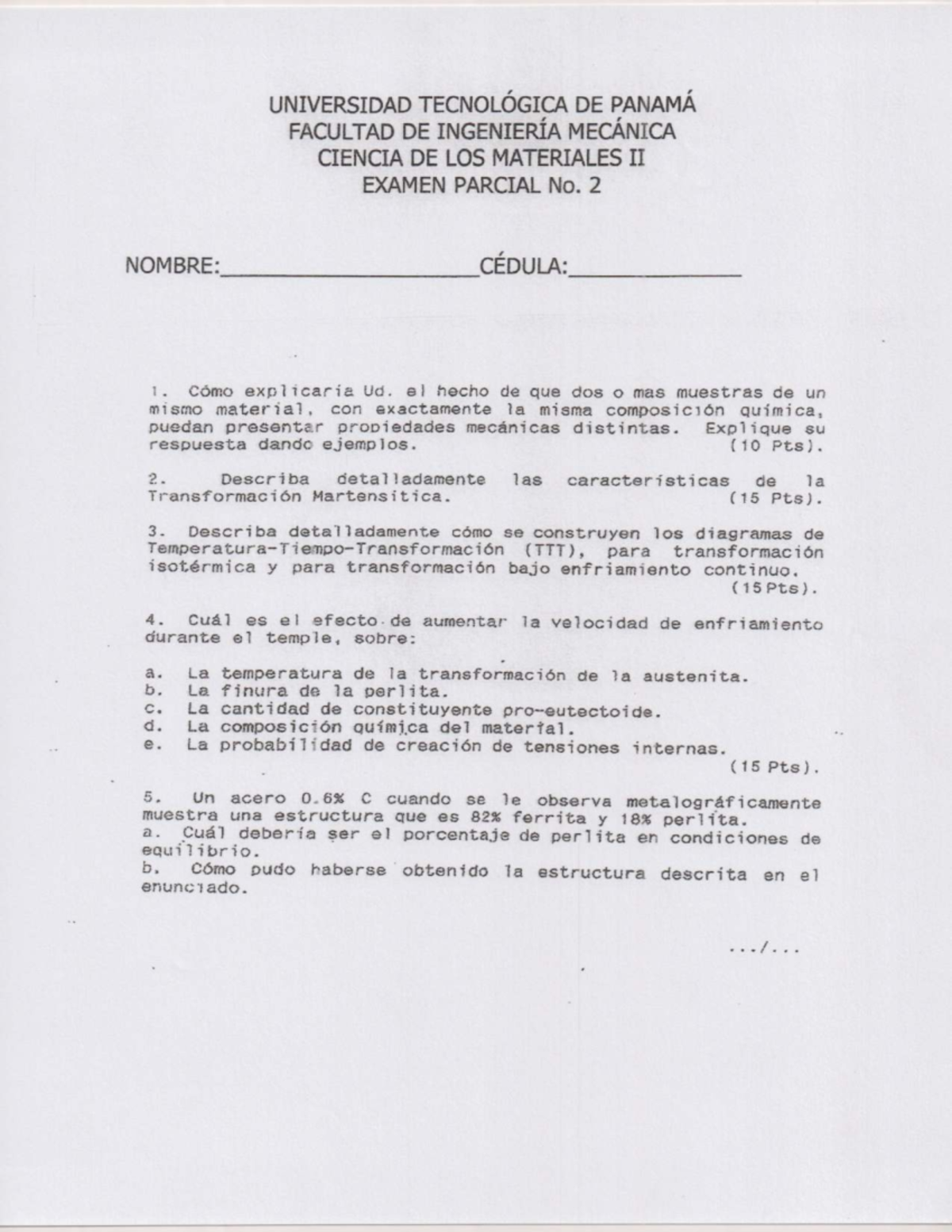 Ciencia de los Materiales II - Examen Parcial No. 2 - Studocu