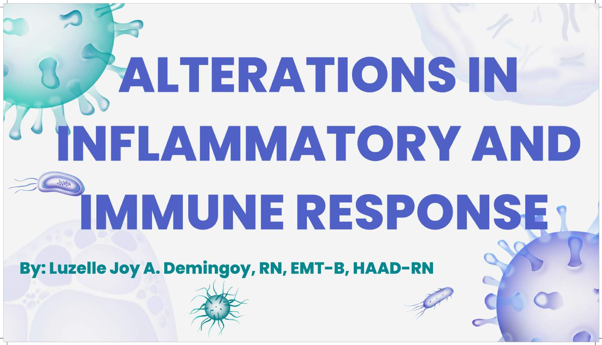 Alterations in inflammatory and immune response PART 1 compressed 1 ...