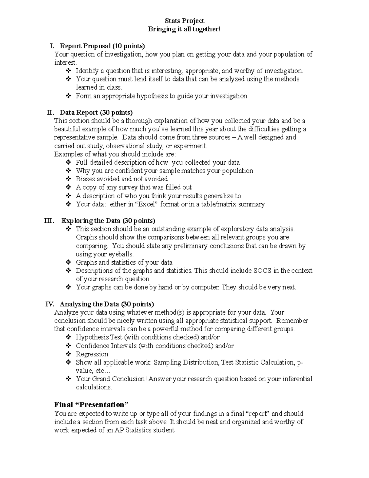 AP Stats Investigative Project Report: Data Analysis & Findings - Studocu