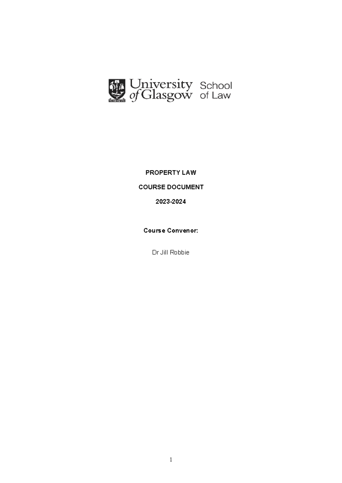 Property Law LAW 2011/2050 Course Document Final 2023 - Studocu