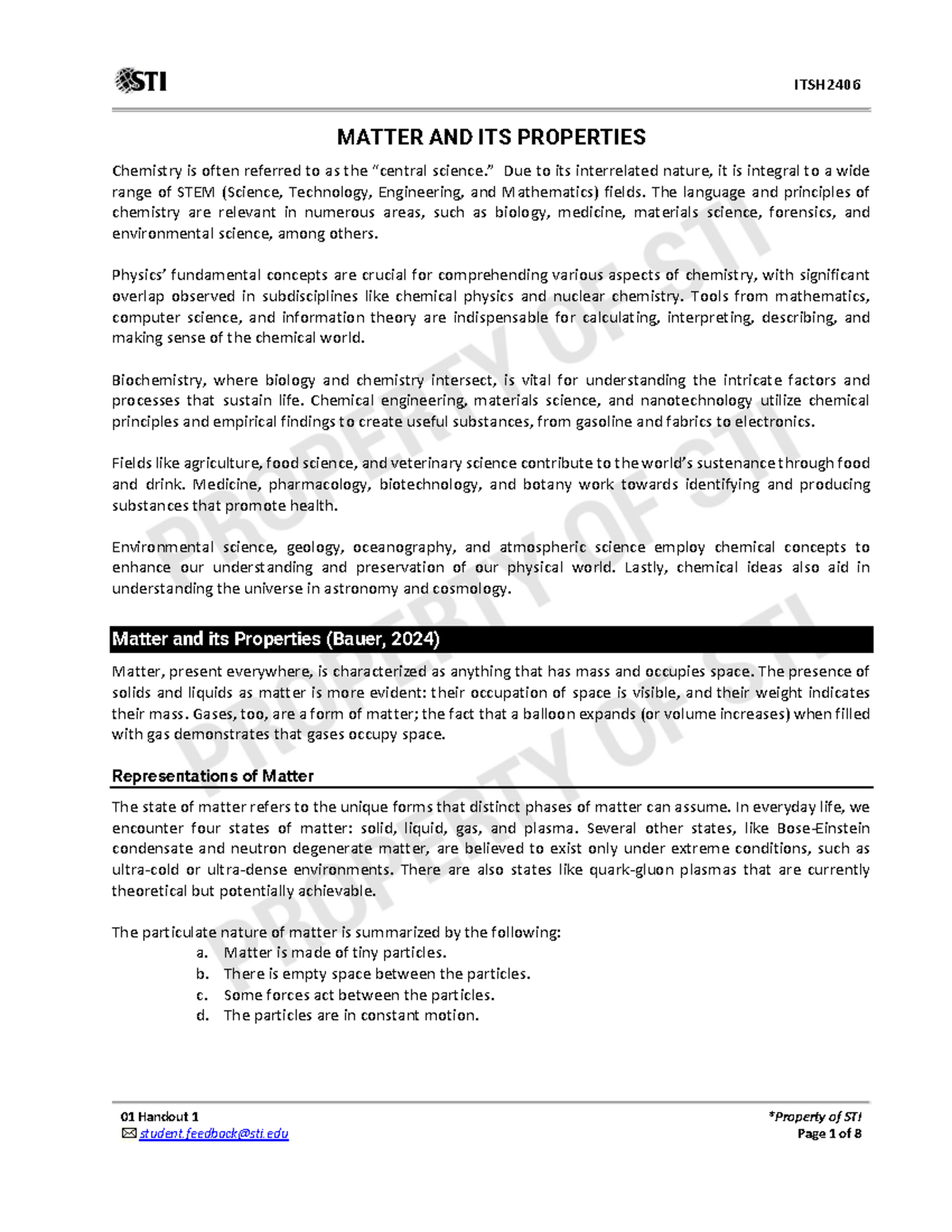ITSH2406 Methods of Separating Mixtures and Properties of Matter - Studocu
