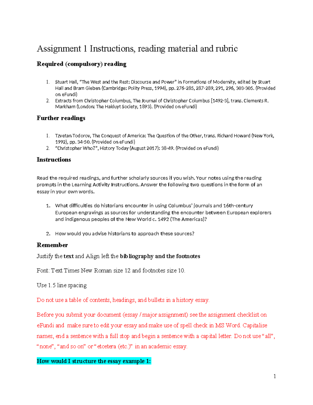 HIST123 2025 Assignment 1 Guide: Instructions and Reading Materials - Studocu