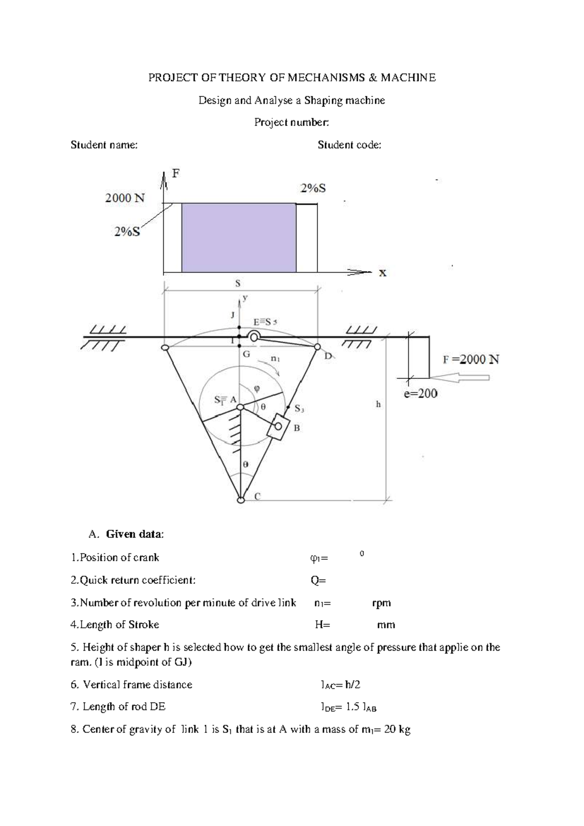 ME 301: Project on Design & Analysis of Shaping Machine - Studocu