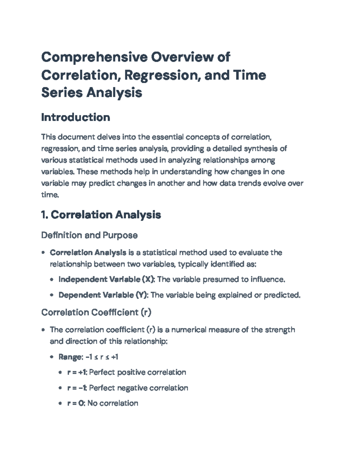 Statistical Methods: Correlation, Regression, and Time Series Analysis ...