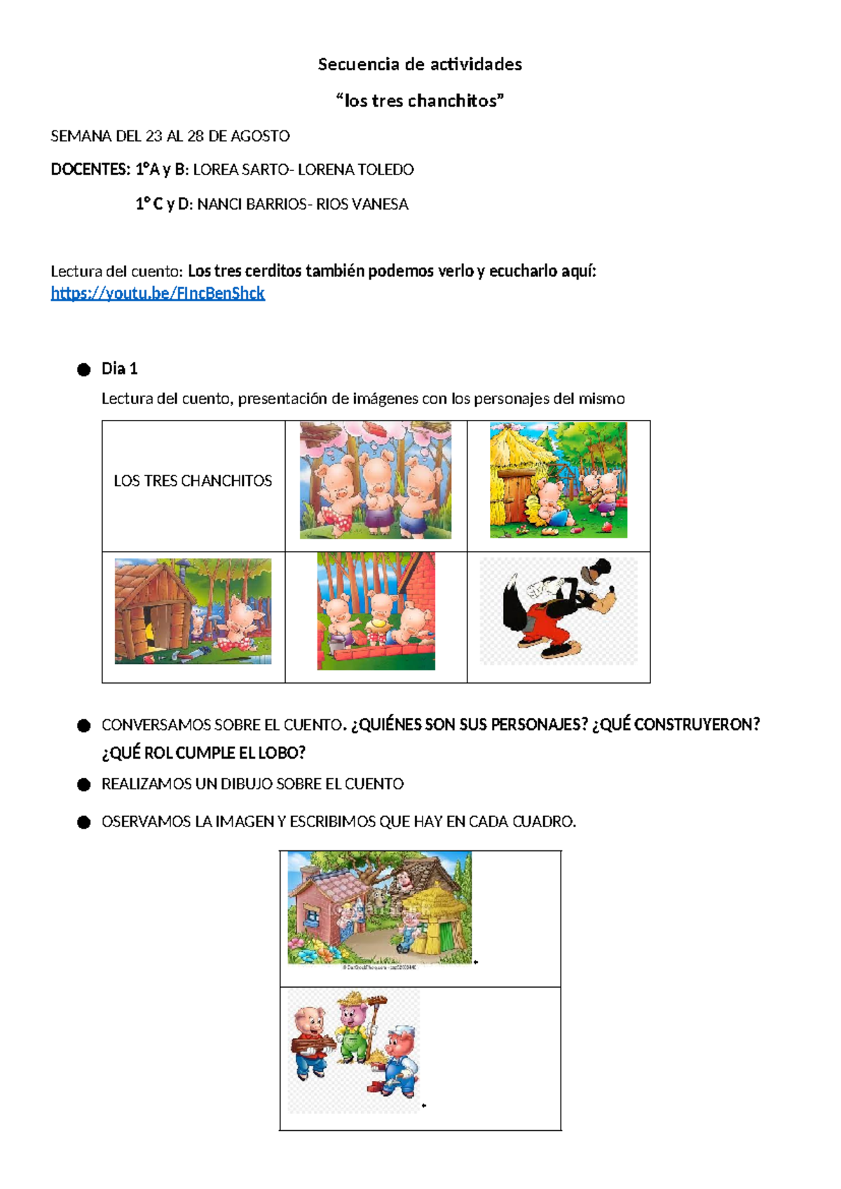 Secuencia de Actividades: Los Tres Cerditos (Semana del 23 al 28 de ...