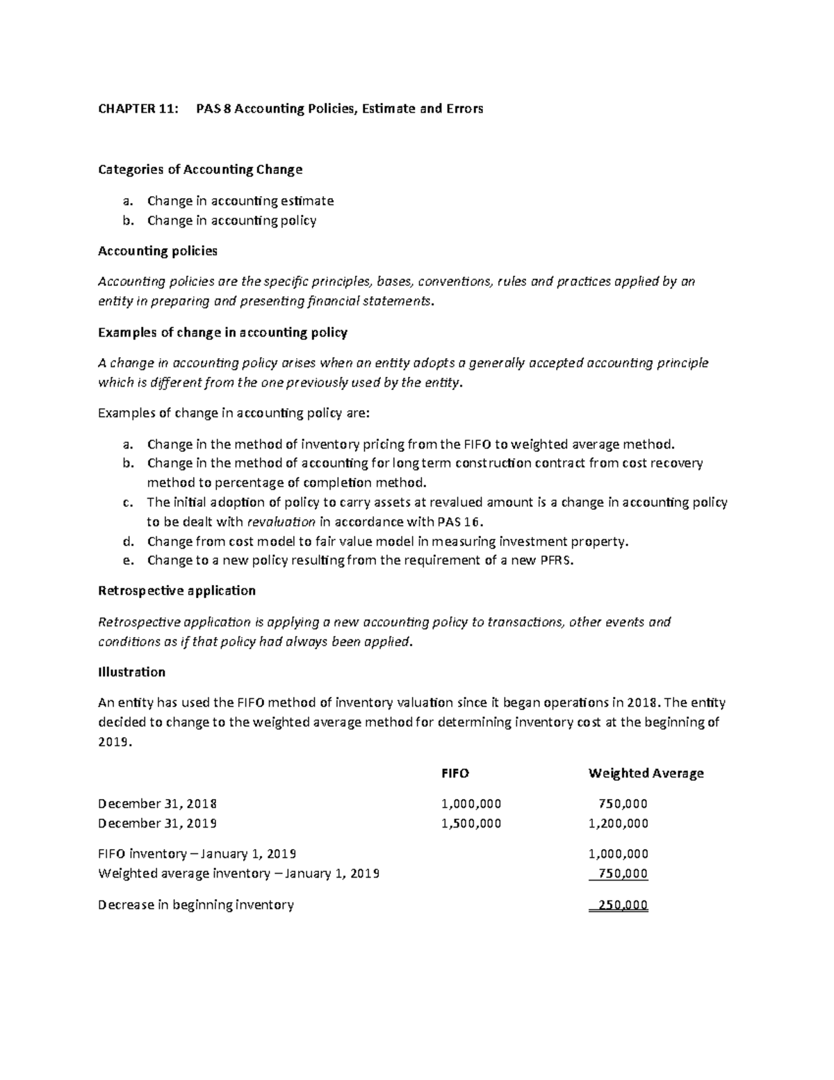 ACCOUNTING POLICIES & CHANGES: PAS 8 Insights & Examples - Studocu