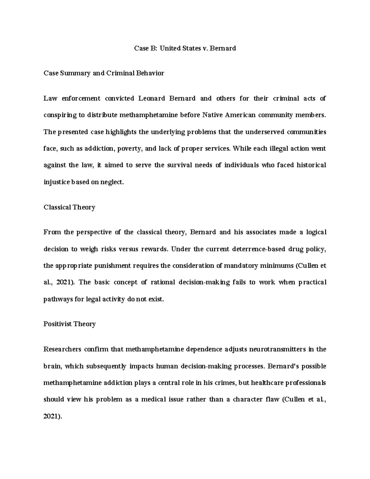 Criminological Analysis of Case Studies - Case B: United States v ...