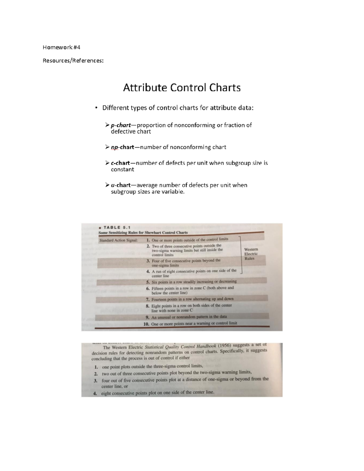 Homework #4 Analysis: Control Charts in IME 461 Statistics - Studocu