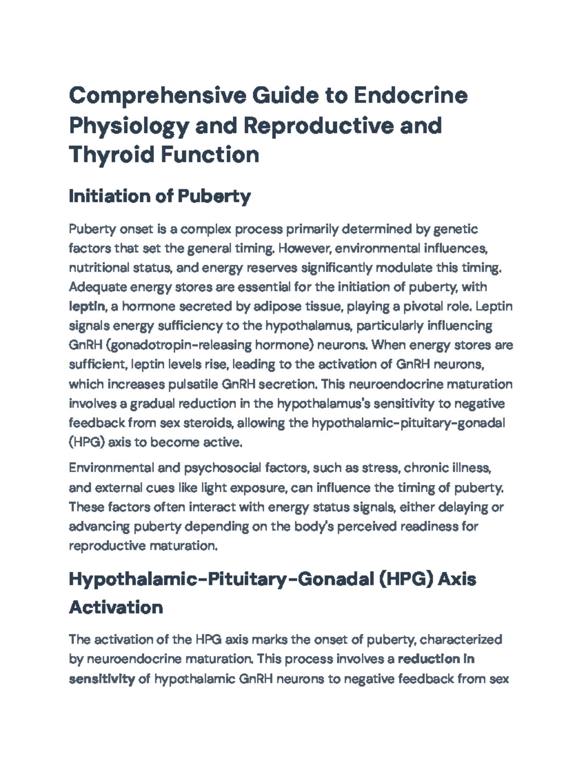 Comprehensive Guide to Endocrine Physiology: Puberty & Hormonal ...