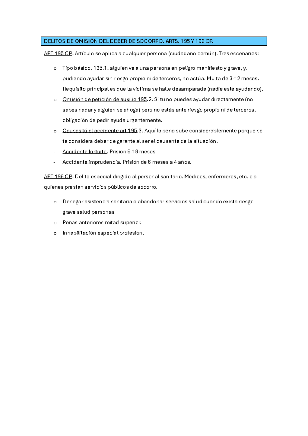 Delitos de Omisión del Deber de Socorro - Penal II - Studocu