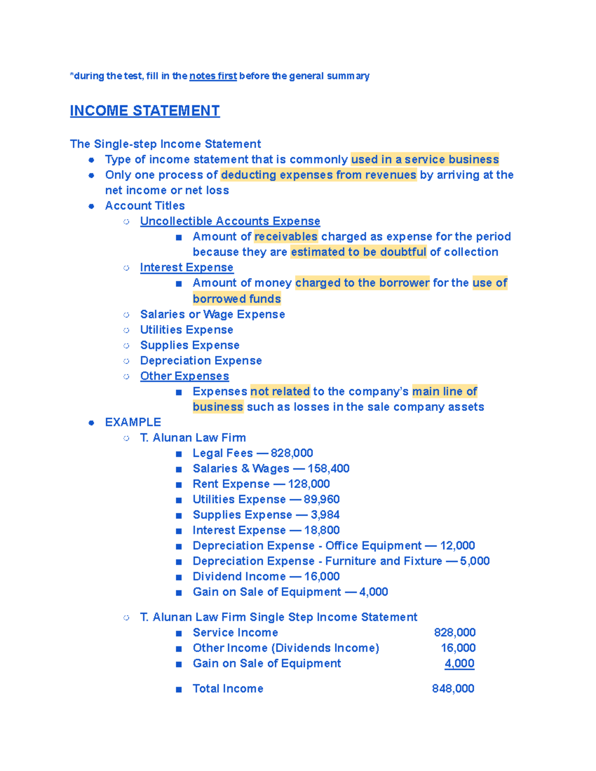 Accounting 2 - Income Statement and Financial Position Overview - Studocu