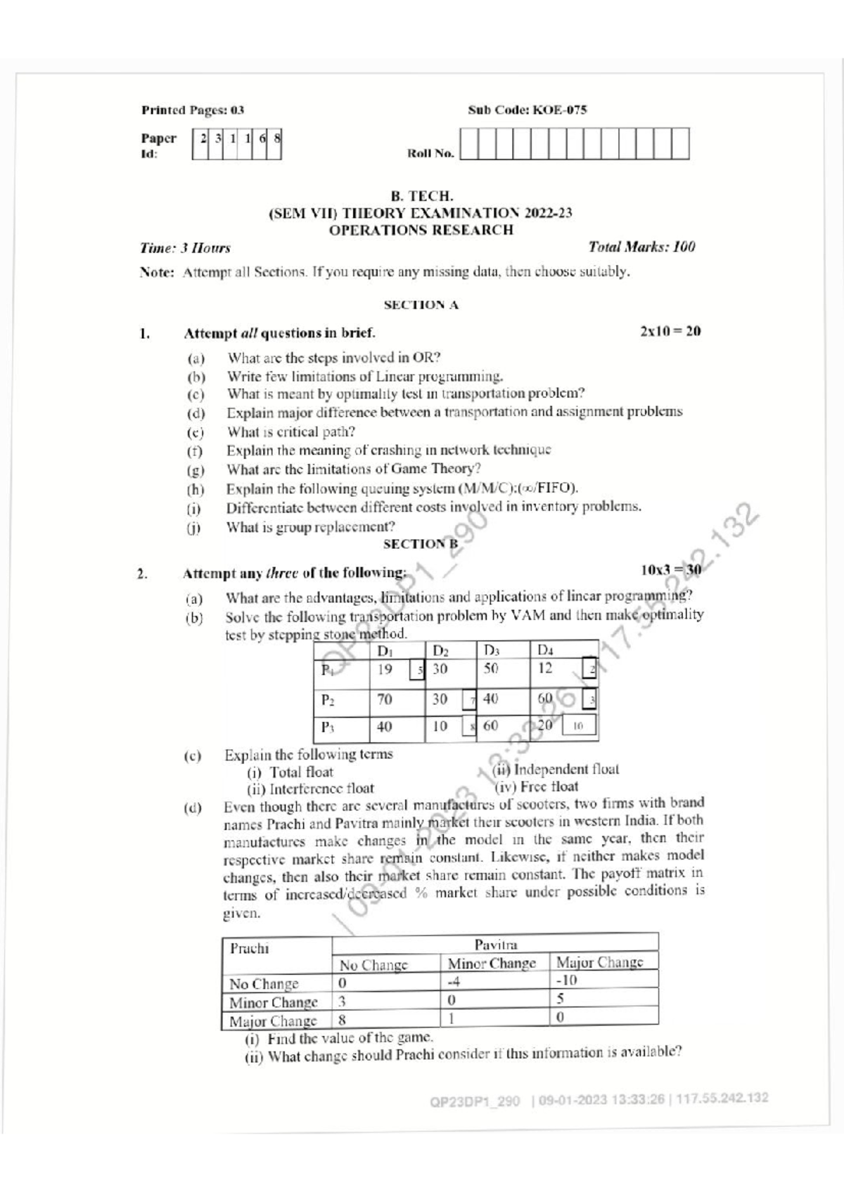 Operations Research - Exam Preparation Notes (Paper 231168) - Studocu