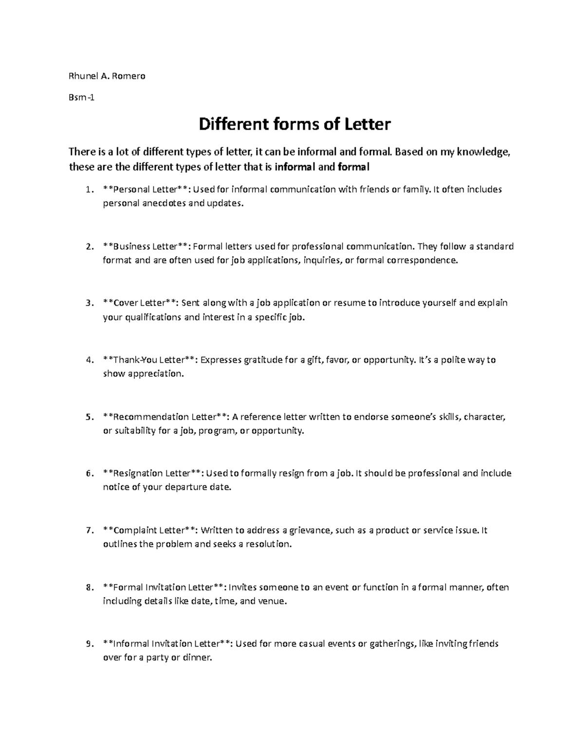 EAPP: Key Types of Letters - Informal & Formal Communication - Studocu