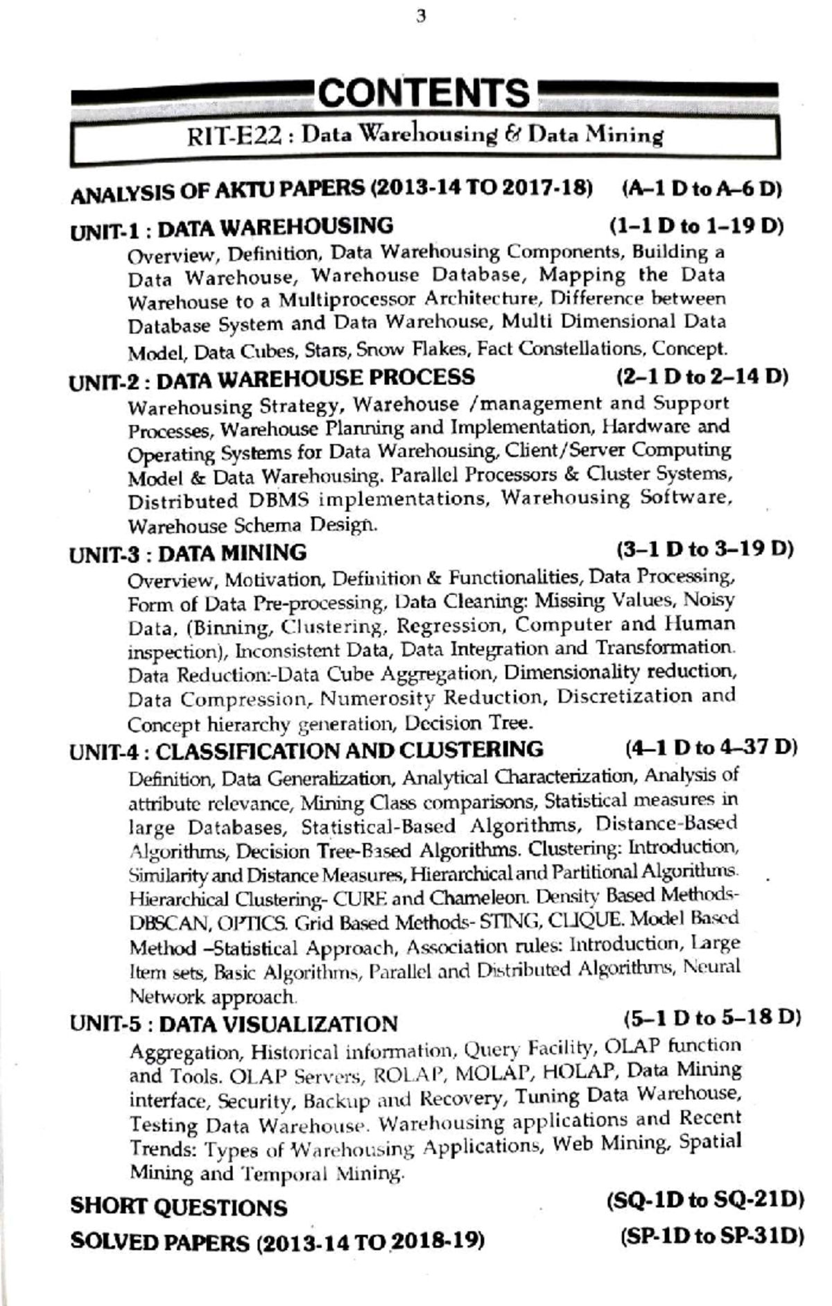 Data warehouse and data mining quantum - b.tech - Studocu