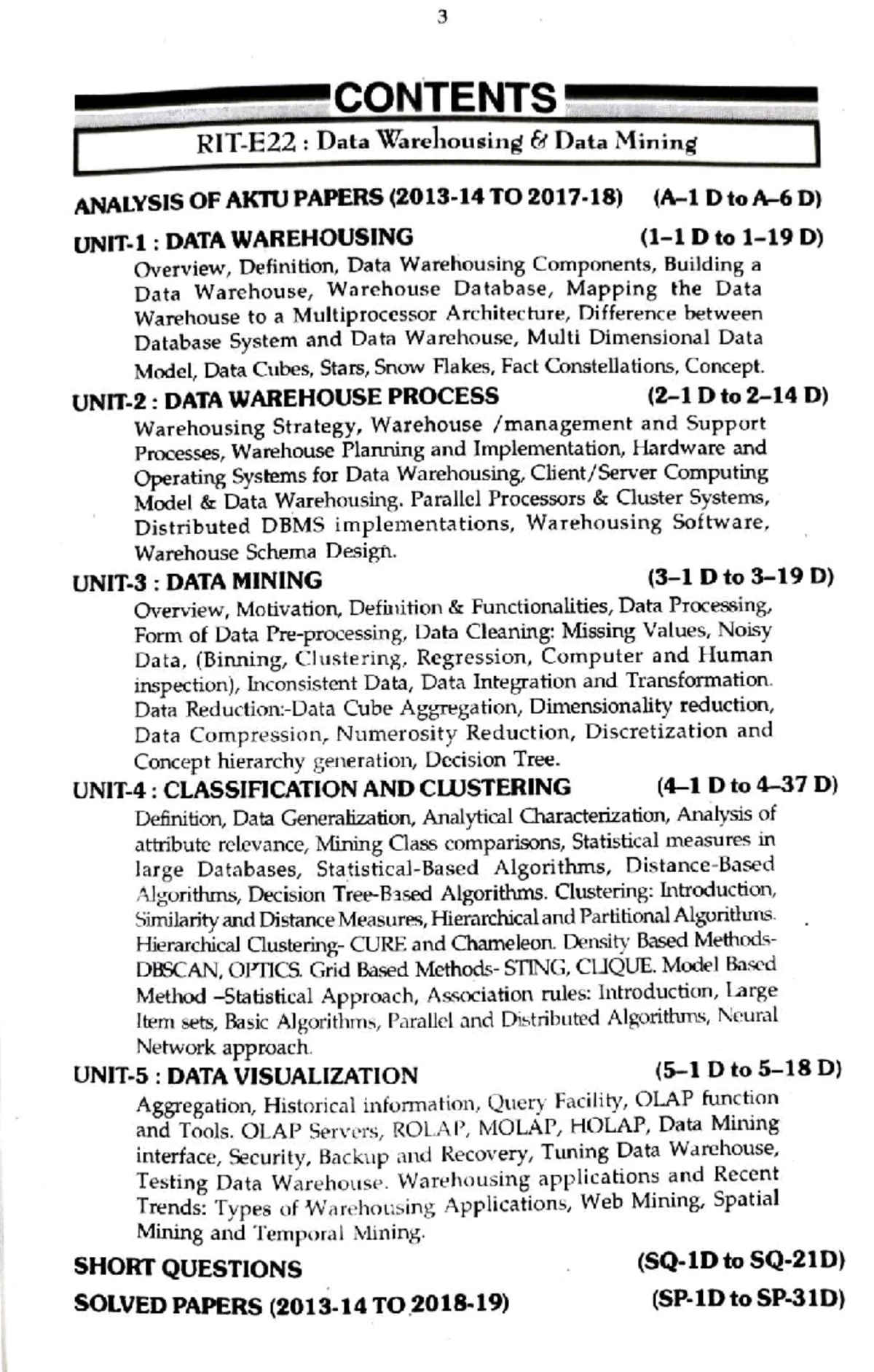 Data warehouse and data mining quantum - b.tech - Studocu